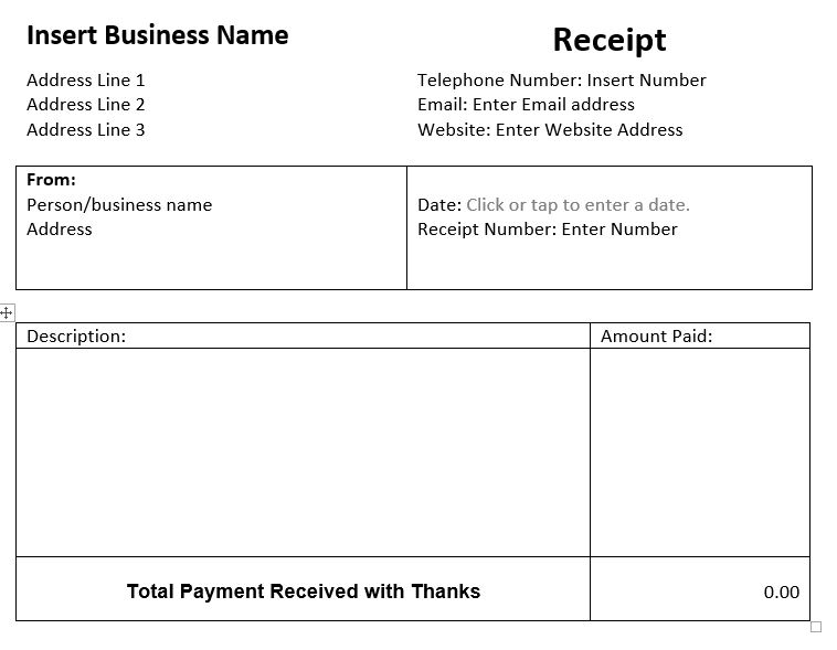 Word Receipt Template Free Template And Example