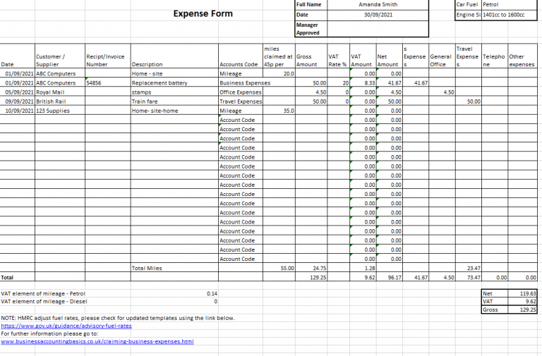 Free Excel Business Expense Template - Business Claim Forms